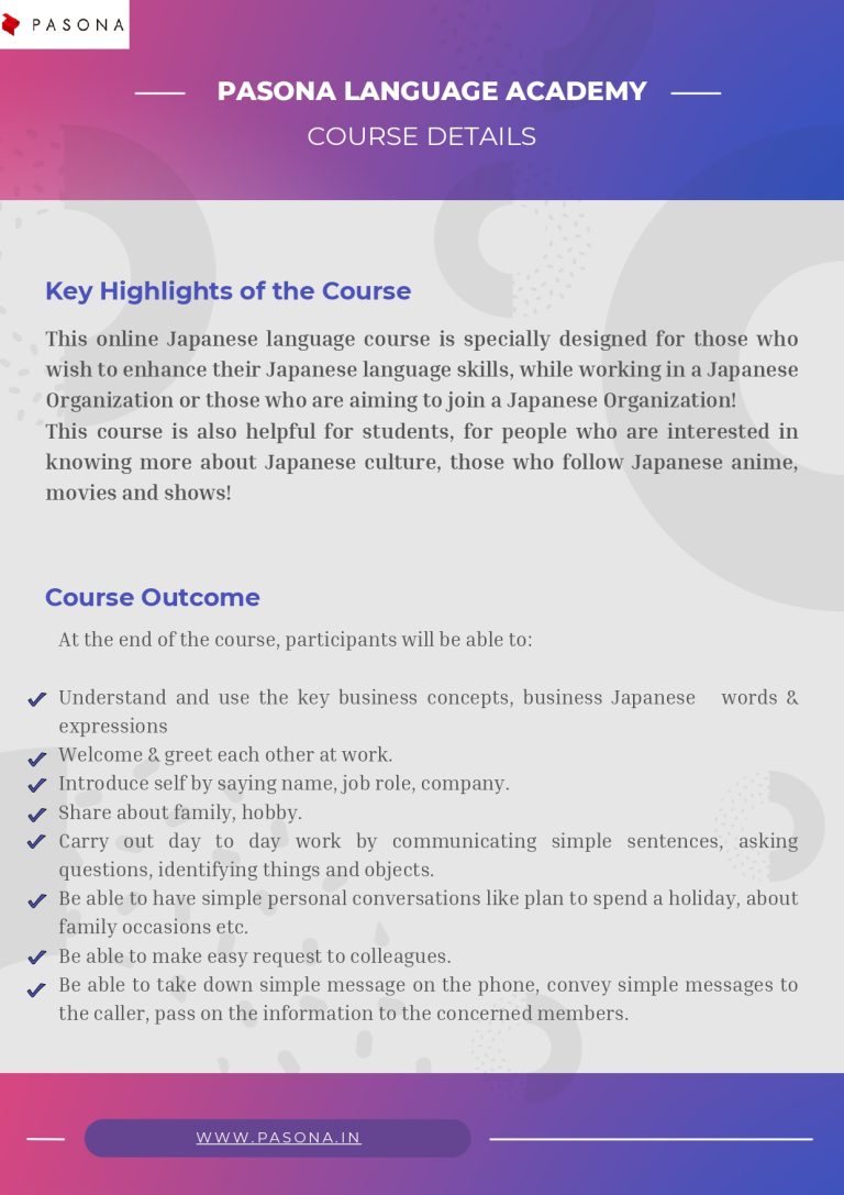 Pasona Language Academy - PASONA India Private Limited